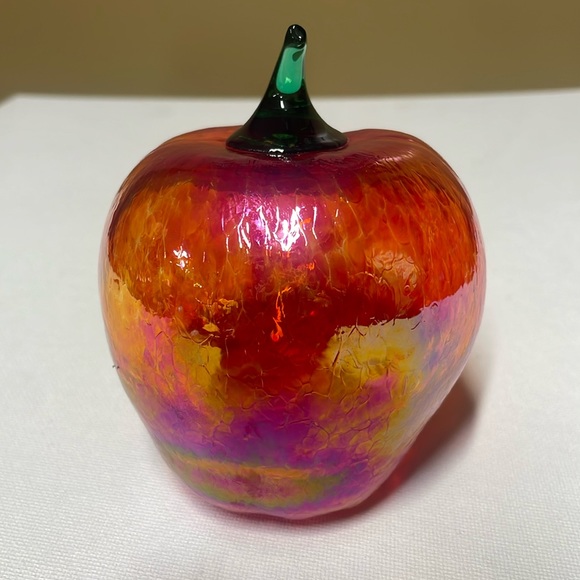 Art | Art Glass Iridescent Red Apple Fruit Blown Glass | Poshmark